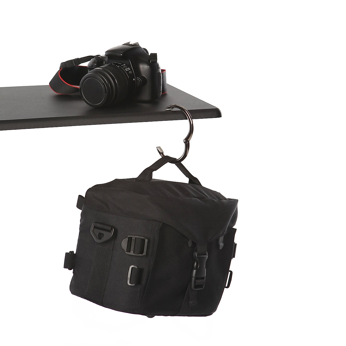 Clipa Bag Hanger - Polished Hematite PVD - The Ring That Opens Into a Hook and Hangs in Just 1/2" of Space, Holds 33 lbs., 3 yr. Warranty