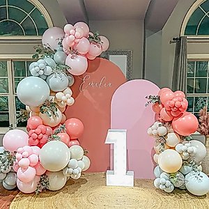 140PCS Dusty Green Pink Balloon Garland Arch Kit Retro Pink Mist Green Blue Haze Ivory Cream White Pastel Pink Balloons for Boho Baby Bridal Shower Wedding Birthday Party Decorations
