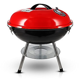 Gas One Charcoal Grill – 14-inch Portable – Barbecue Grill with 3-Point Locking Lid for Heat Preservation – Dual Venting System – Small Charcoal Grill for Backyard, Camping, Boat