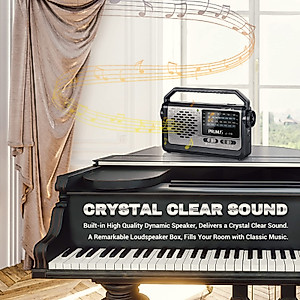 NOAA Weather AM FM Portable Radio with Best Reception, Flashlight, Earphone Jack, Battery Operated Radio by 3X D Cell Batteries or AC Power for Home/Outdoor/Gift,by PRUNUS J15WB