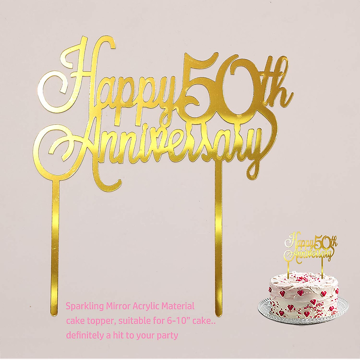 50th Anniversary Decorations, Happy 50th Wedding Anniversary Decorations with Banner, Cake Topper, Huge Number Letter, Star Hanging, Paper pom poms, Balloons for Happy 50th Anniversary Decorations