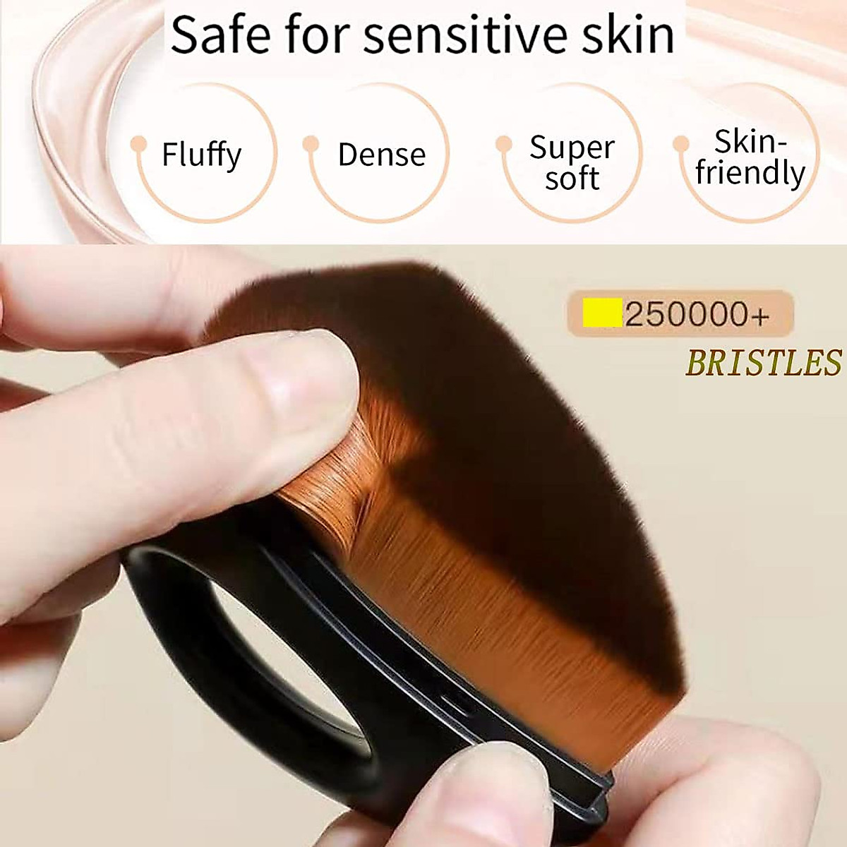 Foundation Makeup Brush,FRX Flat Top Foundation Brush,High Density Seamless Kabuki Face Brush Multifunctional for Blending Liquid, Cream or Flawless Powder Cosmetics (Black)