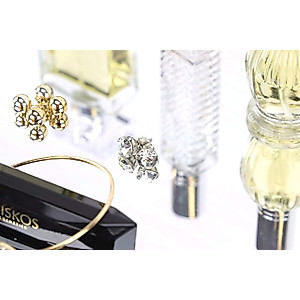 Polar Whale Polished Mirrored Bottom Vanity Organizer Tray for Home Bedroom Bathroom Perfume Jewelry Makeup Storage Stand Washable Durable Black Foam with Heavy Metal Mirror Large 14 x 9.5 Inches