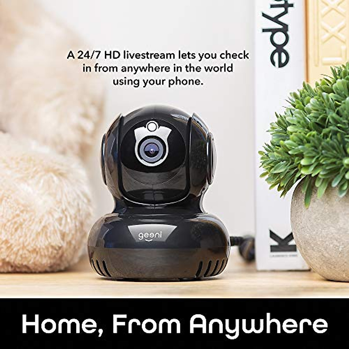 Geeni Sentinel 1080p HD Pan & Tilt Baby Security Smart Camera, Indoor Camera for Home Security, No Hub Required, Smart Camera Works with Amazon Alexa & Google Home, Requires 2.4 GHz Wi-Fi