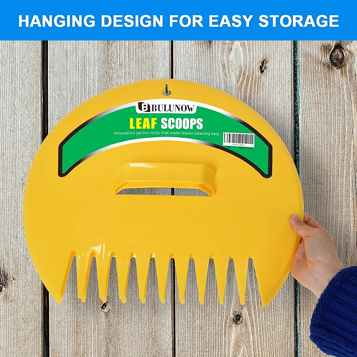 Bulunow Leaf Scoops 1 Pair - Easy Quick Handheld Scooping Rake Tool - Garden Hand Rakes for Picking up Leaves, Grass Clippings and Lawn Debris - Yellow