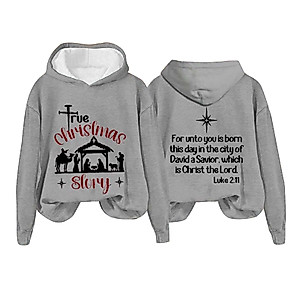 iLH Crop Sweatshirts For Women Christmas Hoodies For Women Xmas Printed Thick Thermal Pullover Hooded Sweatshirts Cute Womens Christmas Costumes Womens Hoodies In Bulk