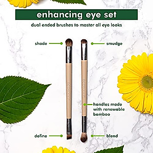 EcoTools Eye Enhancing Duo Makeup Brush Kit, For Enhanced Eye Look, Use to Define, Blend, Smudge, and Shade, 2 Piece Set