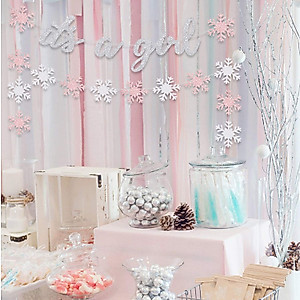 Snowflake Girl Baby Shower Banner Winter Party Decoration Its A Girl Letter Garland Pink Silver Supplies
