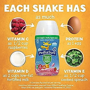 PediaSure Grow & Gain with Fiber, 3g Fiber to Support a Healthy Digestive System, Nutrients for Immune Support, Kids Nutritional Shake, DHA Omega-3, Non-GMO, Strawberry, 7.4 fl oz (Pack of 24)