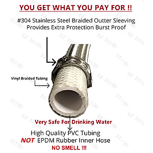 EZ-Fluid (10) 20" Water Supply Line,1/2" Fip x 3/8" Comp LF,Brass Nuts,Universal Stainless Steel Braided Faucet Water Supply Line Connector,Water Supply Hose Connector Lines For Kitchen,Bathroom