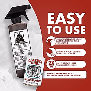 Topical Wound Spray Kit - 16 oz Refill Bottle w/ Baking Powder, Funnel, Spray Trigger, & Shaker - No Sting Antiseptic Spray for Wounds for Faster Healing - Wound Care for Equine and Other Farm Animals