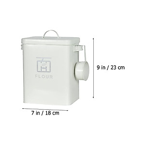Cabilock Box Flour Bucket Iron White To Rotate Organizer Household