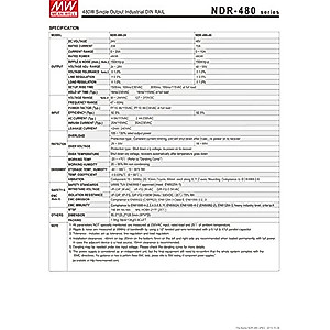 MEAN WELL Industrial DIN Rail Power Supply with PFC, 48 Volt 10 Amp 480 Watt - NDR-480-48