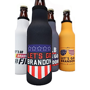 Let's Go Brandon Republican Gift - FJB Ferk Jer Berdin LGBFJB Patriotic Trump Gifts for Him Insulated Cooler Sleeve with Zipper, Built-In Removable Bottle Opener, 12 oz. Bottle Insulator Thermocooler