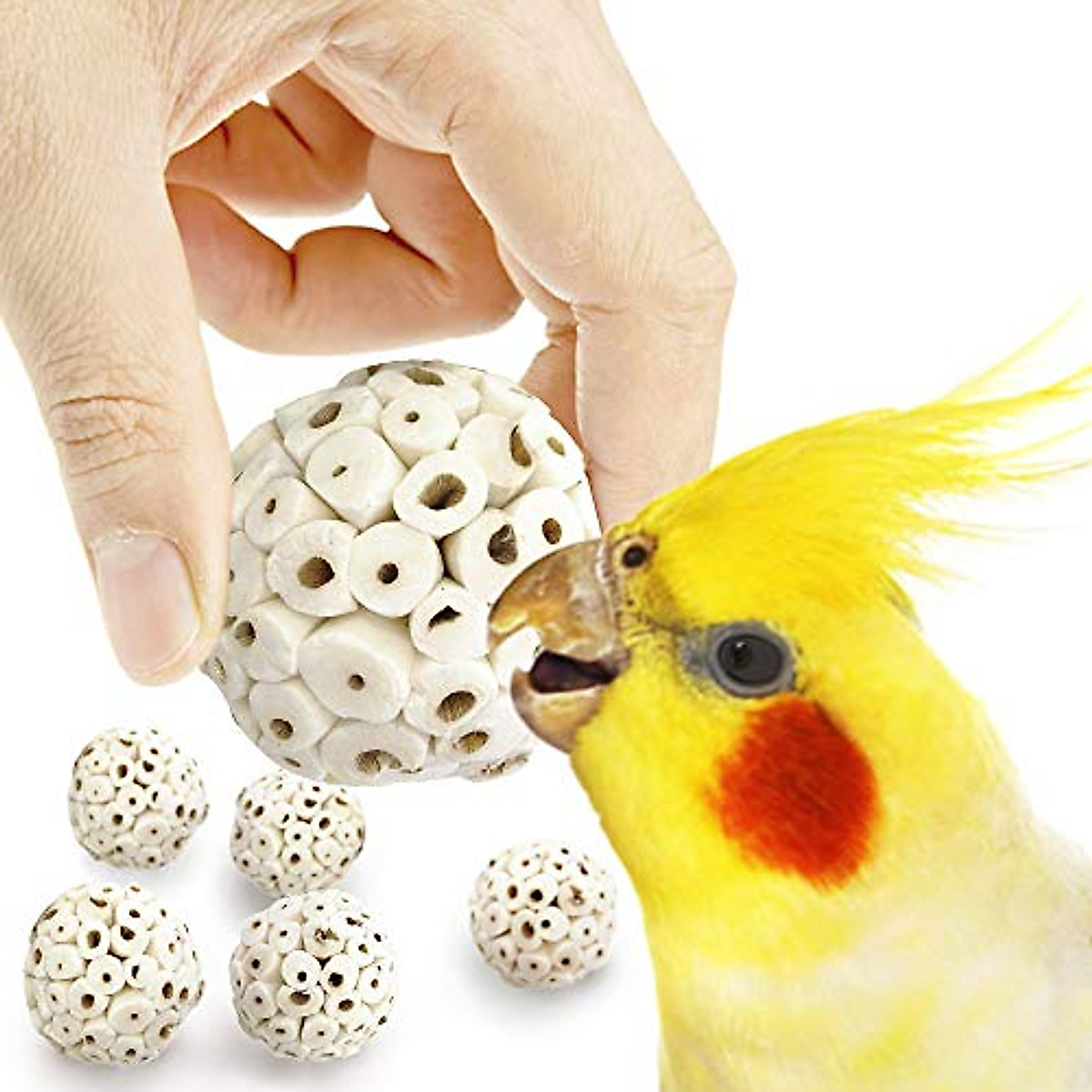 Meric 6 Pack Sola Atta Foraging Balls, 2-inches, Chewing Bird Toys, Satisfies Pecking Instincts in Parrots, Cockatiels, Parakeets, Chinchillas, and Guinea Pigs,Unique Addition to DIY Home Decor