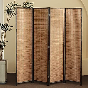 Furnnylane 4 Panel Room Divider and Folding Screen Room Divider,Bamboo Room Divider Screen for Room Separation,67" H x 61.4" W