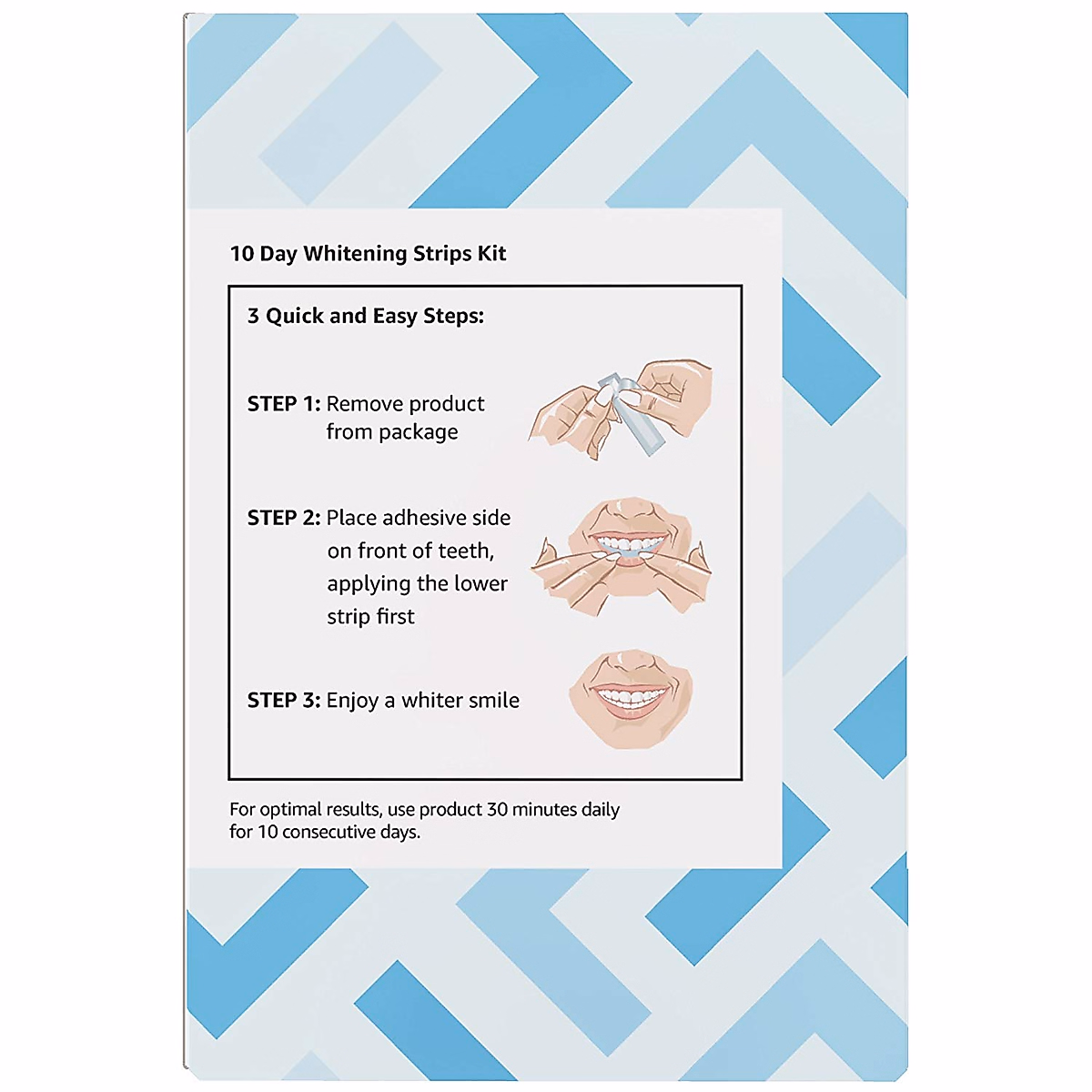 Amazon Brand - Solimo 10 Day Teeth Whitening Strips Kit, 10 Treatments