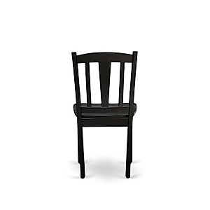 East West Furniture DLDL5-BLK-W 5 Piece Kitchen Table Set for 4 Includes a Round Dining Room Table with Dropleaf and 4 Dining Chairs, 42x42 Inch, Black