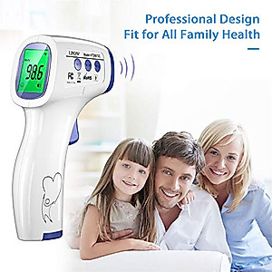 LPOW Thermometer for Adults, Non Contact Infrared Digital Thermometer for Fever, Body and Surface Thermometer 2 in 1 Dual Mode White