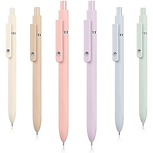 Hapikalor Gel Pens, Fine Point Smooth Writing Pens for Office College School Supplies, Aesthetic Pens Black Ink Cute Pens Gifts for Women, Girls, Kids, Stocking Stuffers, Preppy Stuff, 0.5MM, 6 Pack