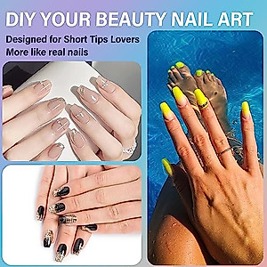 ALIKOSSTOR Short Coffin Nail Tips - Half Matte Soft Gel Nail Tips No Filed, 360PCS Preshaped Clear False Acrylic Gelly Tips for Soak Off Nail Extension DIY Nail Art 12 Sizes