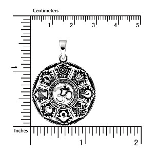 WithLoveSilver 925 Sterling Silver Om Ohm Buddha Tibet Amulet Tibetan Pendant