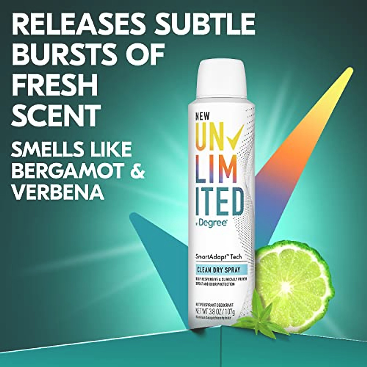 Degree Unlimited Antiperspirant Deodorant Dry Spray Clean 2 Count Long-Lasting Sweat & Odor Protection with Antiperspirant Technology SmartAdapt Tech 3.8 oz