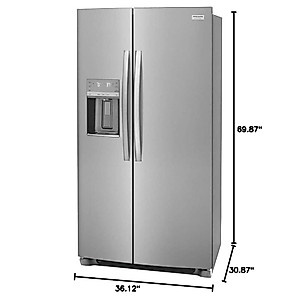 GRSC2352AF 36" Freestanding Counter Depth Side by Side Refrigerator with 22.2 cu. ft. Capacity, 3 Glass Shelves, Ice Maker, Automatic Defrost, in Stainless Steel