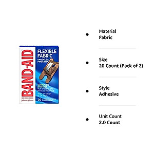 BAND-AID Brand Flexible Fabric Bandages Knuckle & Fingertip, 20 Count (Pack of 2)