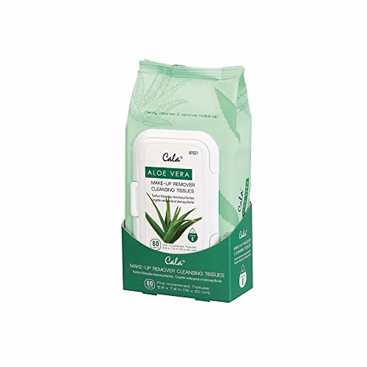 Cala Aloe vera make-up remover cleansing tissues 60 count, 60 Count