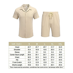 COOFANDY Men Short Sets Outfits 2 Piece Casual Cuba Shirt Matching Shorts Beach Outfits Sets