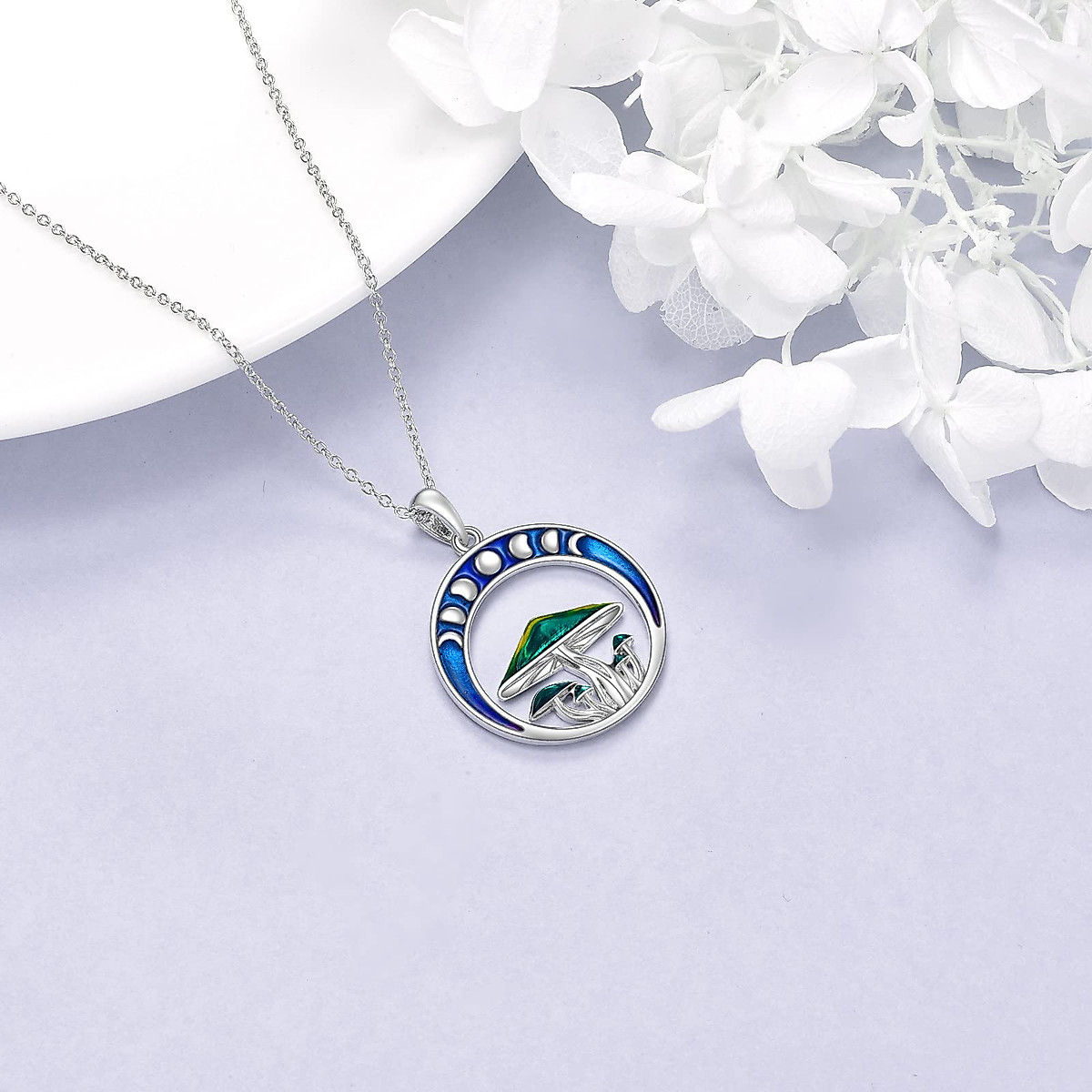 YAFEINI Mushroom Necklace for Women Sterling Silver Mushroom Pendant Moon Mushroom Jewelry Gifts for Girls Teen Friend (A-Moon Mushroom)