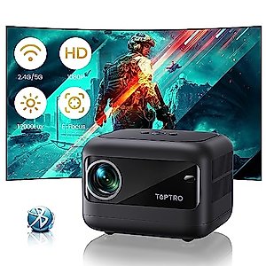 【Electric-Focus】Mini Projector, TOPTRO TR25 Outdoor Projector with WiFi and Bluetooth 5.2, 12000 Lumens 1080P Full HD Supported ,±40° Keystone Correction, Portable Projector for iOS/Android/PS5