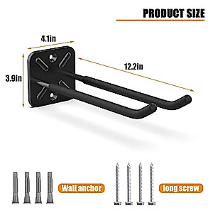 Dobures 4PCS Garage Hooks Heavy Duty Hooks,12.4inch Wall Mount Hanger Rack Garage Wall Heavy Duty Storage Hangers Wall Mount Organizer to Hang Chairs, Strollers,Power Tools, Garden Tools,Tire and More