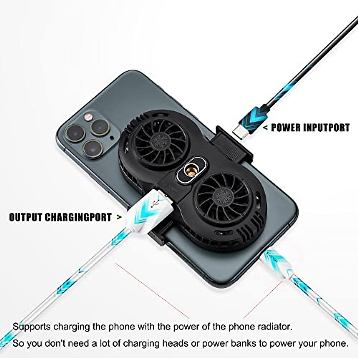 Phone Cooler, Cellphone Radiator with Dual Semi-Conductor Cooling Chip, Mobile Phones with a Width of 6 to 8 cm for Tiktok Live Streaming, Outdoor Vlog, Mobile Gaming.
