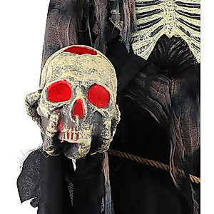 Haunted Hill Farm Motion-Activated 7-Ft. Tall Rotting Reaper, Plug-in Talking Scare Prop Animatronic for Indoor or Covered Outdoor Creepy Halloween Decoration
