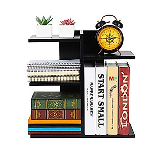 PAG Wood Desktop Shelf Small Bookshelf Desk Supplies Organizers and Accessories Storage Display Rack Office Decor for Women, Black
