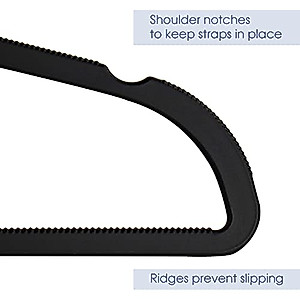 Elama Home 30 Piece Rubber Non Slip Hanger with Hanging Tab in Black