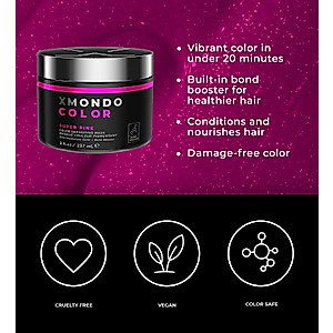 XMONDO Color Super Pink Depositing Mask & Semi-Permanent Pink Hair Dye | Infused with Bond Booster Technology & Hyaluronic Acid for Nourishment, Revitalization & Repair, Vegan Formula, 8 Fl Oz 1-Pack