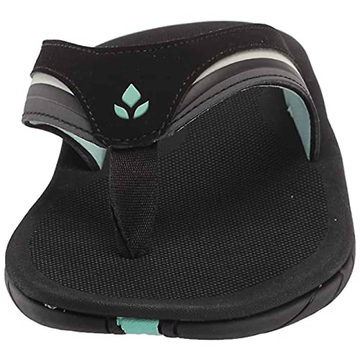 Reef Women's Sandals, Girls Slap 3, Black/Black/Aqua, 5