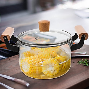 VOSAREA Glass Soup Pot Soup Pot Food Cooking Steam Pot Soup Serving Bowl Instant Noodle Bowl Noodle Pot Shabu Hot Pot Soup Pan Clear Ramen Pot Pasta Jug Glass Glass Cooking Pot