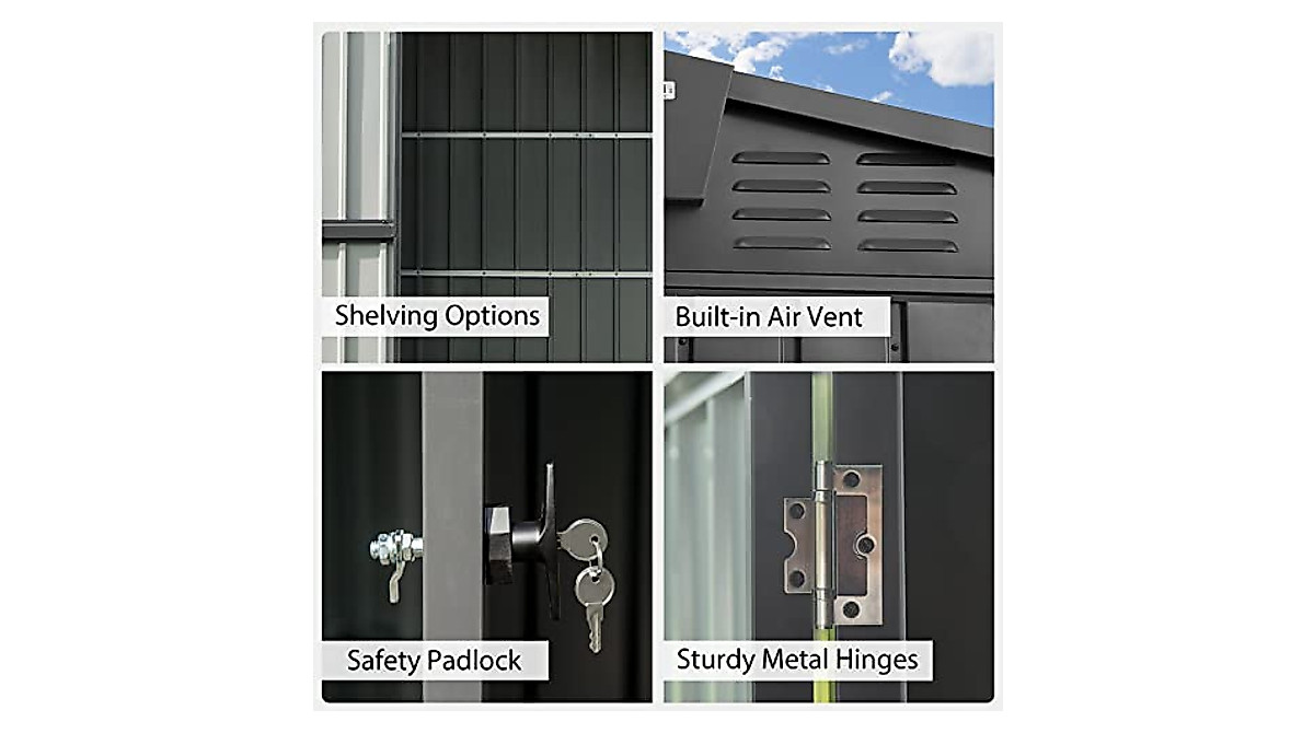 Domi Outdoor Storage Shed 8.2'x 6.2', Metal Garden Shed for Bike, Trash ...