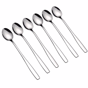 HOMMP Long Handle Iced Tea Spoon, Stainless Steel Ice Cream Spoon, Set of 16