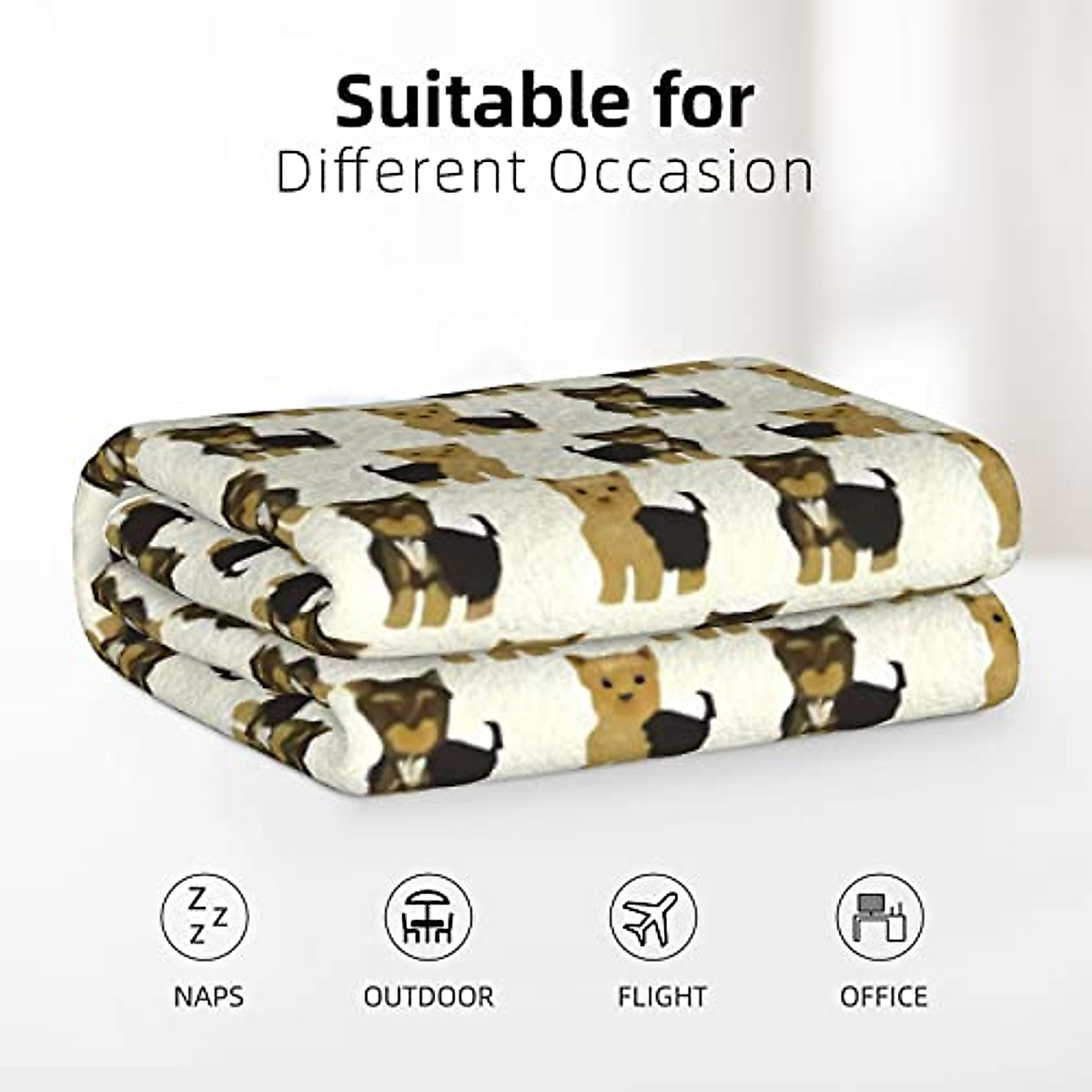 Yorkshire Terrier Cute Yorkie Dog Pet Fleece Blanket - All Season 300GSM Lightweight Plush Fuzzy Cozy Soft Flannel Throw Blanket for Bed Sofa Couch Travel Camping 30x50 inches