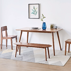 Bamskov 100% FAS-Certified Oak Wood Bench, Rounded Corner Entryway Bench, Modern Dining Bench for Entryway, Bedroom, Dining Room, Kitchen (Walnut, 12" D x 39" W x 16" H)