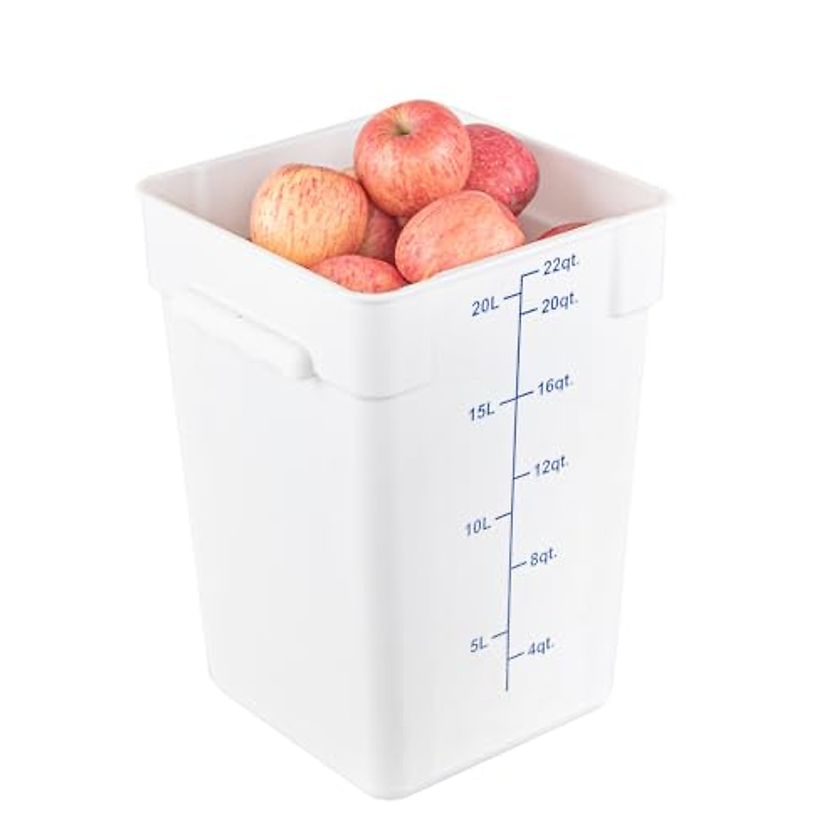 Restaurantware - Met Lux 22 Quart Food Storage Container, 1 White Storage Container - Lids Sold Separately, Blue Volume Markers, Dishwashable Container, Side Handles, For Storing Foods
