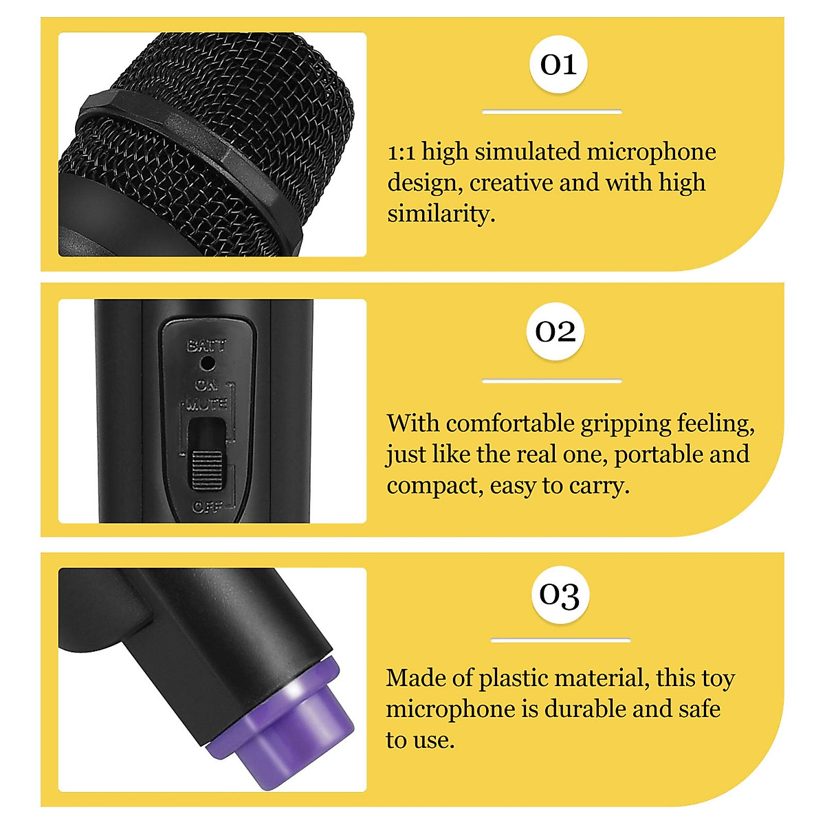 Ipetboom Simulated Microphone Toy, 1 Pc Fake Microphone Pretend Play Mic Microphone Karaoke Prop Fun Birthday Party Favors