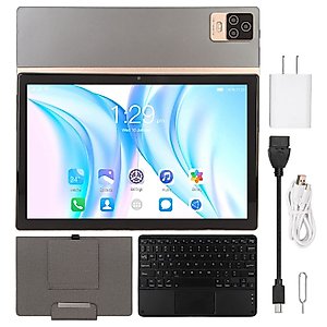 Jopwkuin FHD Tablet, 8 Core CPU 10.1 Inch Tablet 2 in 1 Supports Fast Charging with Keyboard for Reading (US Plug)