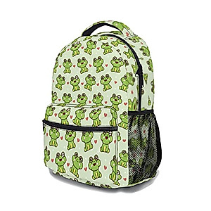 Frog Backpack for School Cute Frogs Bookbag for Kids Teen Girls Boys Back to School Bag Gifts for 2nd 3rd 4th 5th 6th Grade