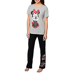 Disney Women's Pajama Lounge Set Minnie Mouse (Grey Tee & Black Pants, 3X)